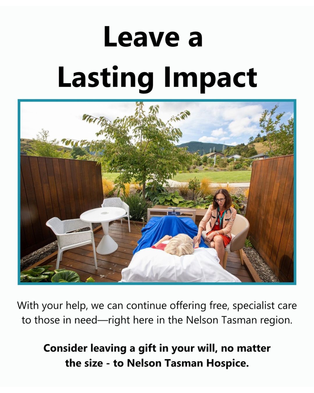 Leave a legacy that touches lives - Nelson Tasman Hospice